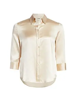 L'Agence Women's Dani Three-Quarter Sleeve Silk Blouse - Champagne  - Champagne