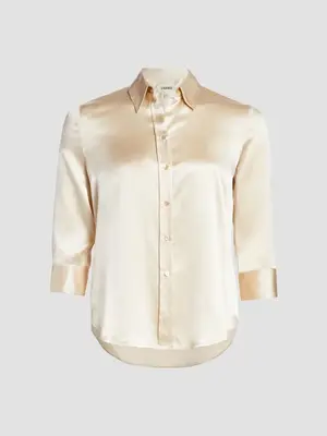 L'AGENCE Dani Three-quarter Sleeve Silk Shirt