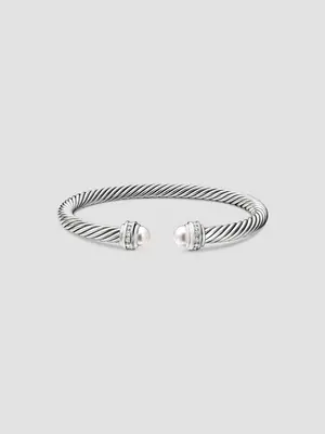 David Yurman Cable Classics Bracelet With Pearls & Diamonds