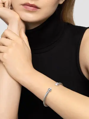 David Yurman Cable Classics Bracelet With Pearls & Diamonds