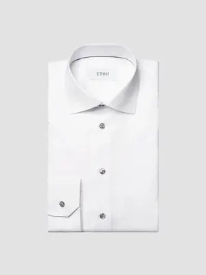 Eton Contemporary-fit Twill Dress Shirt With Grey Details