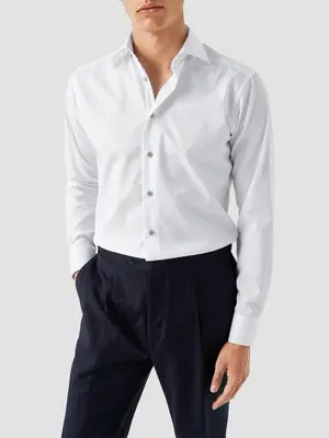 Eton Contemporary-fit Twill Dress Shirt With Grey Details