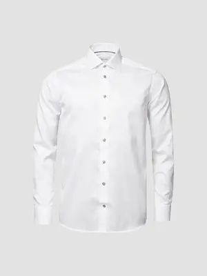 Eton Contemporary-fit Twill Dress Shirt With Grey Details