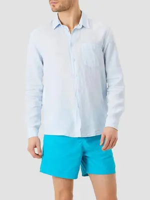 Vilebrequin Long-sleeve Linen Shirt Bleu Ciel