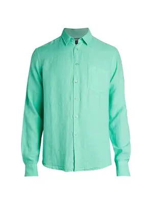 Vilebrequin Long-sleeve Linen Shirt Cardamon