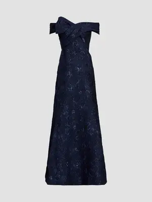 Rickie Freeman For Teri Jon Off-the-shoulder Gown