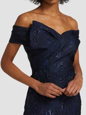 Rickie Freeman For Teri Jon Off-the-shoulder Gown
