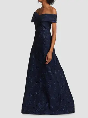 Rickie Freeman For Teri Jon Off-the-shoulder Gown