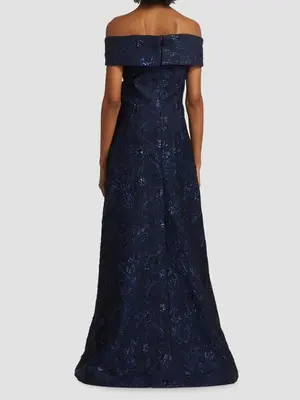 Rickie Freeman For Teri Jon Off-the-shoulder Gown