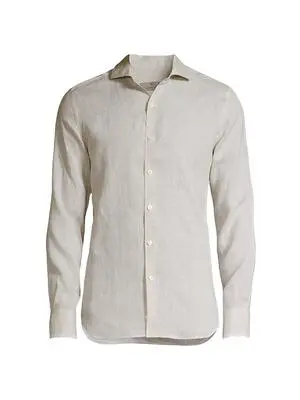 Canali Linen Sport Shirt Light Grey