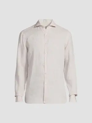 Canali Linen Sport Shirt - Light Tan