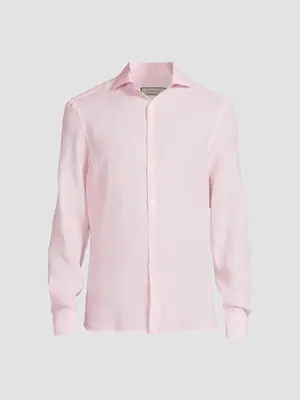 Canali Linen Sport Shirt - Pink