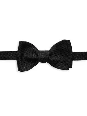 Eton Weave Silk Ready-tied Bow Tie - Black