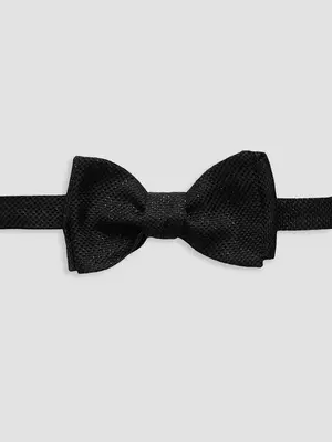 Eton Weave Silk Ready-tied Bow Tie - Black