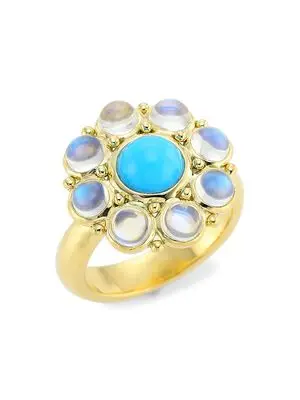Temple St. Clair Stella 18k Turquoise & Blue Moonstone Ring - Yellow Gold