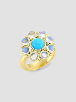 Temple St. Clair Stella 18k Turquoise & Blue Moonstone Ring - Yellow Gold