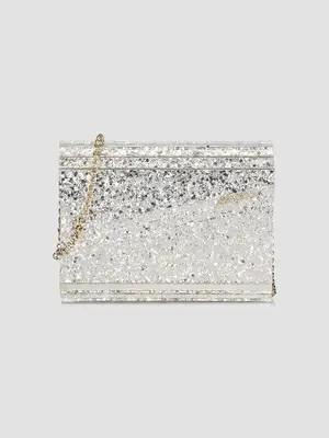 JIMMY CHOO Coarse Glitter Candy Clutch Bag Champagne