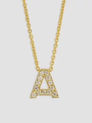 Roberto Coin Tiny Treasures Diamond & 18k Yellow Gold Initial Necklace Initial A