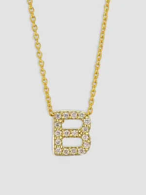 Roberto Coin Tiny Treasures Diamond & 18k Yellow Gold Initial Necklace Initial B