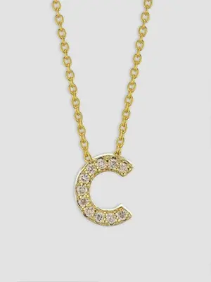 Roberto Coin Tiny Treasures Diamond & 18k Yellow Gold Initial Necklace Initial C