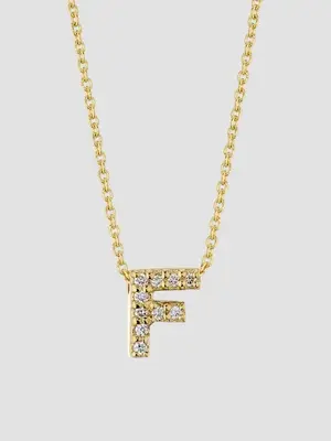 Roberto Coin Tiny Treasures Diamond & 18k Yellow Gold Initial Necklace Initial F