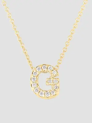 Roberto Coin Tiny Treasures Diamond & 18k Yellow Gold Initial Necklace Initial G