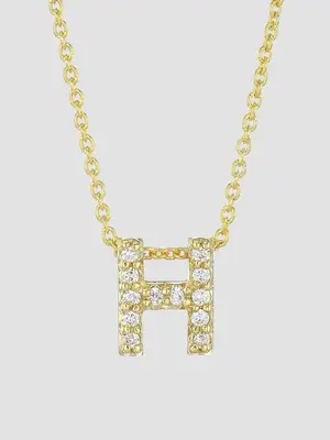 Roberto Coin Tiny Treasures Diamond & 18k Yellow Gold Initial Necklace Initial H