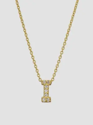 Roberto Coin Tiny Treasures Diamond & 18k Yellow Gold Initial Necklace Initial I