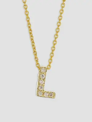 Roberto Coin Tiny Treasures Diamond & 18k Yellow Gold Initial Necklace Initial L