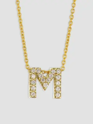 Roberto Coin Tiny Treasures Diamond & 18k Yellow Gold Initial Necklace Initial M