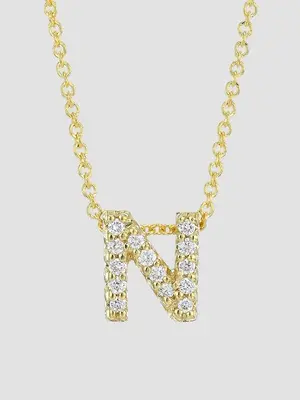 Roberto Coin Tiny Treasures Diamond & 18k Yellow Gold Initial Necklace Initial N