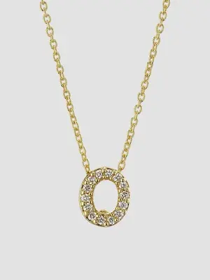 Roberto Coin Tiny Treasures Diamond & 18k Yellow Gold Initial Necklace - Initial O