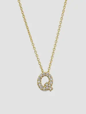 Roberto Coin Tiny Treasures Diamond & 18k Yellow Gold Initial Necklace Initial Q