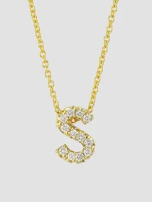 Roberto Coin Tiny Treasures Diamond & 18k Yellow Gold Initial Necklace Initial S