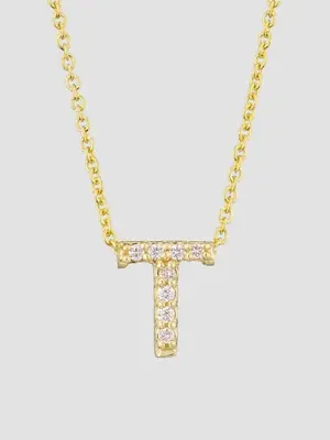 Roberto Coin Tiny Treasures Diamond & 18k Yellow Gold Initial Necklace Initial T