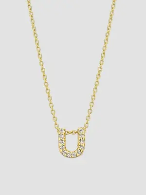 Roberto Coin Tiny Treasures Diamond & 18k Yellow Gold Initial Necklace Initial U