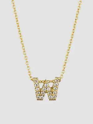 Roberto Coin Tiny Treasures Diamond & 18k Yellow Gold Initial Necklace Initial W
