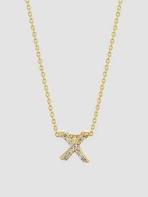 Roberto Coin Tiny Treasures Diamond & 18k Yellow Gold Initial Necklace Initial X