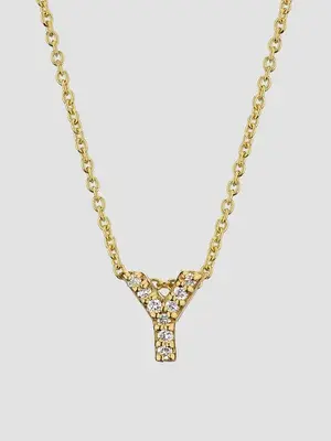 Roberto Coin Tiny Treasures Diamond & 18k Yellow Gold Initial Necklace Initial Y