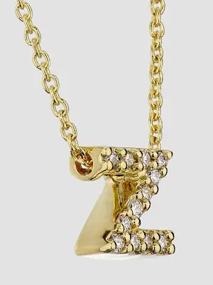 Roberto Coin Tiny Treasures Diamond & 18k Yellow Gold Initial Necklace - Initial Z
