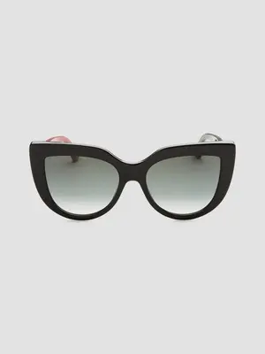 Gucci 53mm Colorblocked Arm Cat Eye Sunglasses - Black