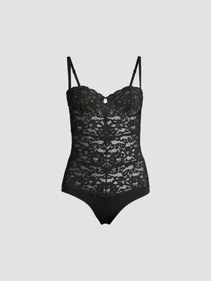 FLEUR DU MAL Charlotte Lace Balconette Bodysuit - Black