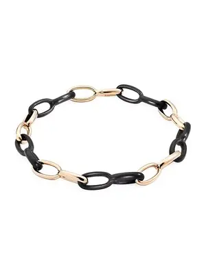 Vhernier Ottovolante 18k Ebony & Diamond Chain Necklace - Pink Gold