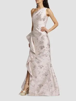 Rickie Freeman For Teri Jon Jacquard One-shoulder Gown - Blush