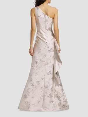 Rickie Freeman For Teri Jon Jacquard One-shoulder Gown - Blush