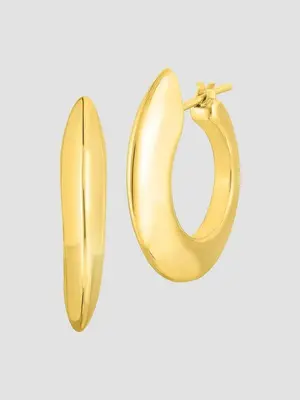 Roberto Coin Designer 18k Yellow Wide Hoop Earrings