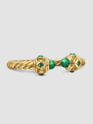 David Yurman Renaissance Open Ring In 18k Gold With Gemstones Emerald