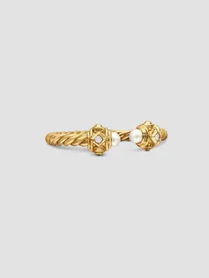 David Yurman Renaissance Open Ring In 18k Gold With Gemstones Pearl