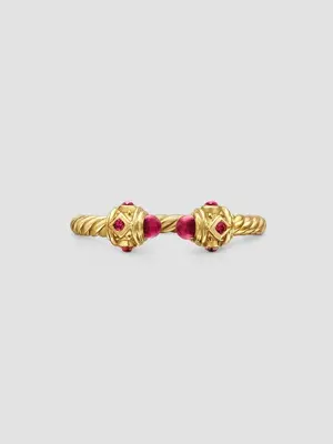 David Yurman Renaissance Open Ring In 18k With Gemstones - Ruby