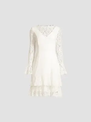 Shani Tiered Flounce Lace Dress - White